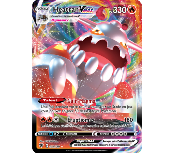 Heatran-VMAX Pv 330 - 26/189 - Carte Ulra Rare Full Art - Épée et B...